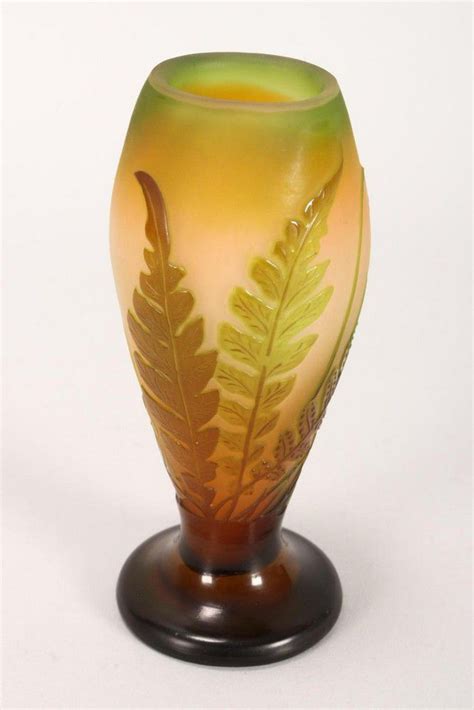 Ferns On Galle Cameo Glass Vase French Glass