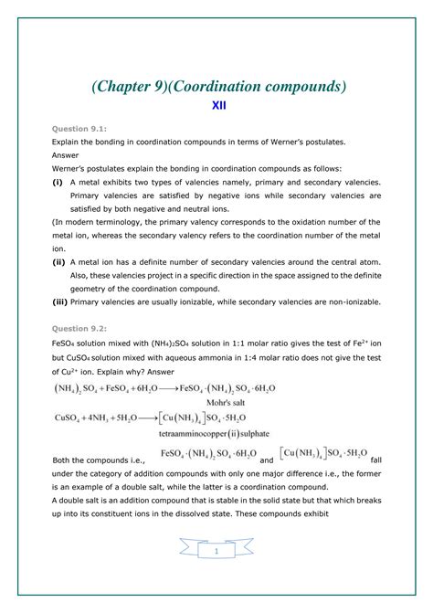 Solution Coordination Compound Ncert Exercise Question And Solution