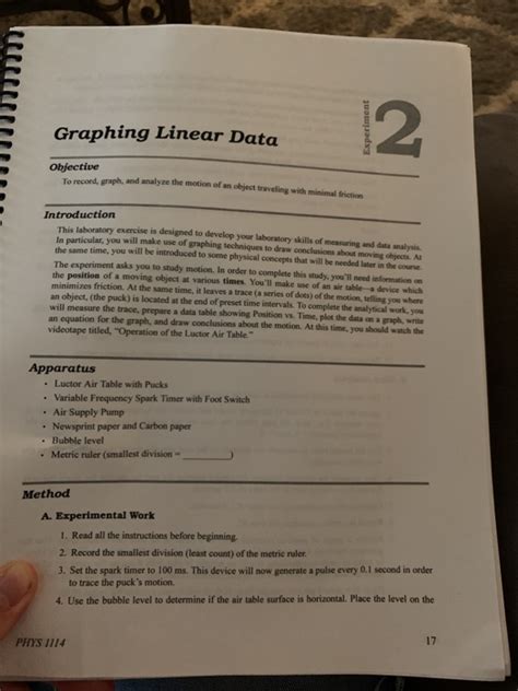 Graphing Linear Data Experiment Objective To Chegg