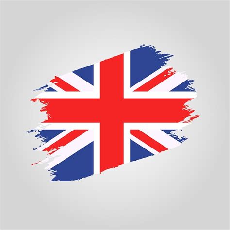 Trazo De Pincel De Bandera Del Reino Unido Vectorial Con Plantilla De