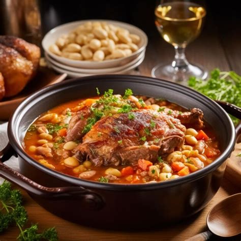 Premium Ai Image Classic French Dish Duck Confit Served With Cassoulet