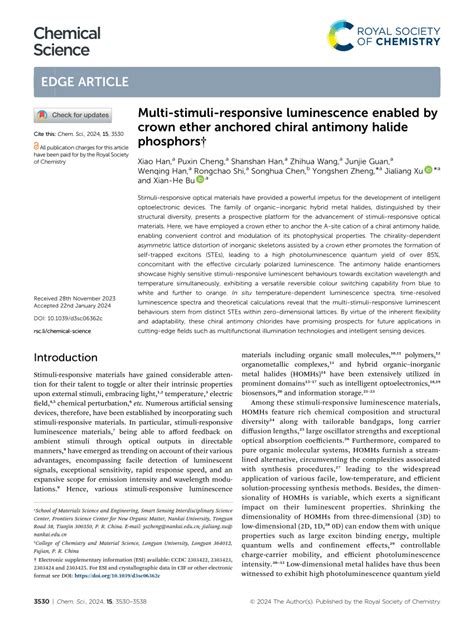 Pdf Multi Stimuli Responsive Luminescence Enabled By Crown Ether