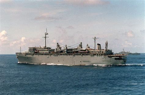 A Port View Of The Destroyer Tender USS SHENANDOAH AD 44 Underway