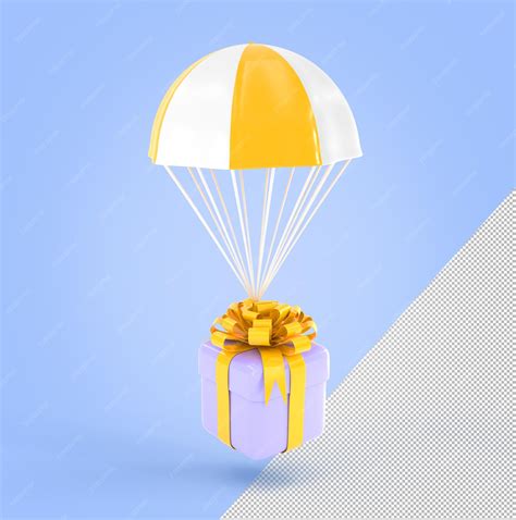 Premium Psd Delivery Service Fast Shipping Concept With Fly Parachute