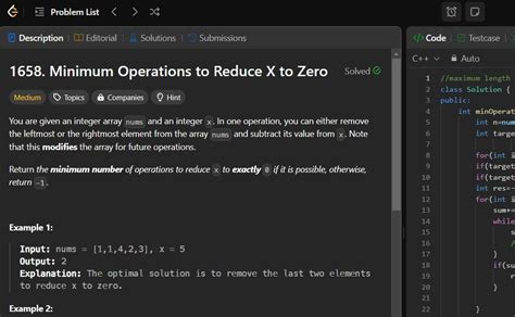 Resolved Minimum Operations To Reduce X To Zero Problem Aqsa Beigh Posted On The Topic