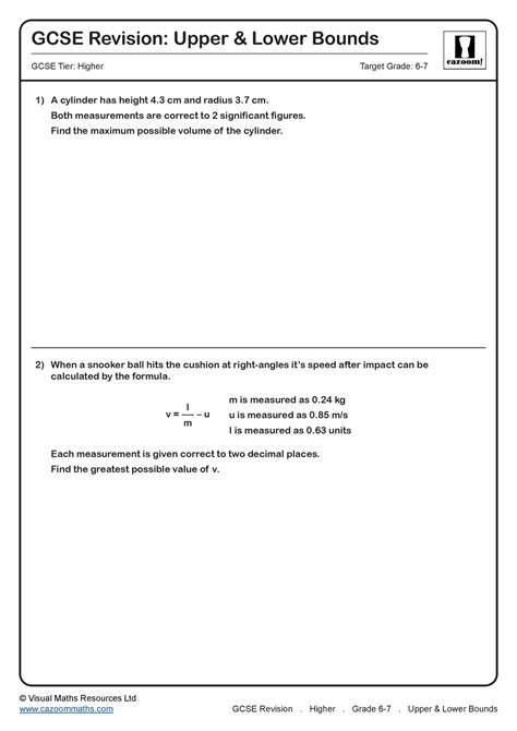 Upper And Lower Bounds Gcse Questions Gcse Revision Questions