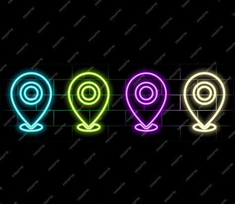 Premium Vector Neon Map Pin Icon Glowing Neon Marker Sign Neon