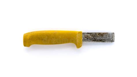 Rusty And Worn Chisel Knife With Case Used Tool Isolated On White Stock Image Image Of