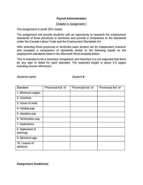assignment 1 payroll legislation payroll administration chapter 2