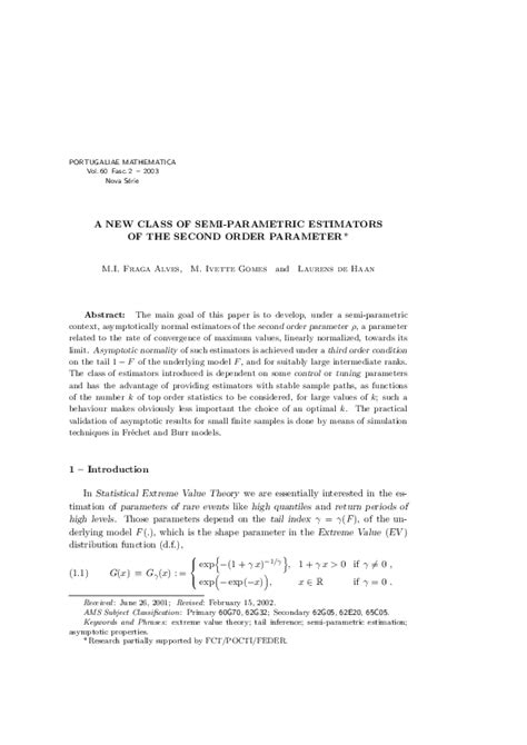 Pdf A New Class Of Semi Parametric Estimators Of The Second Order Parameter