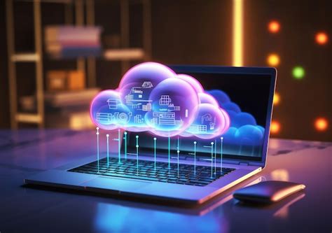 Premium Ai Image Neon Light Showing Cloud Computing On Tablet