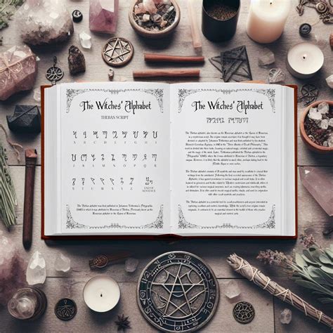 witches alphabet printable theban script digital download pagan