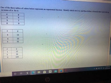 Solved One Of The Three Tables Of Values Below Represents An