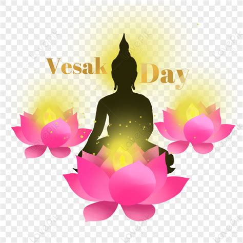 장엄한 연꽃 자유형 조명 효과 부처님 일러스트 생일 불 분홍 카드 Png 일러스트 무료 다운로드 Lovepik