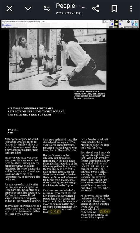 Irene Cara Fans Heres The People Magazine Article From July 9 1984