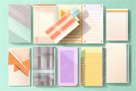 Plantilla De Nota Una Colección De Notas A Rayas Cuadernos En Blanco Y