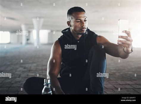 Post Workout Selfie A Handsome Young Man Taking Selfies While