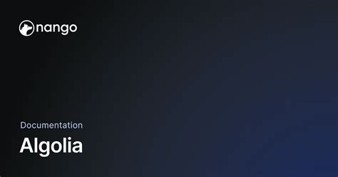Algolia Nango Docs