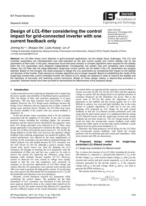 Pdf Design Of Lcl Filter Considering The Control Impact For Grid