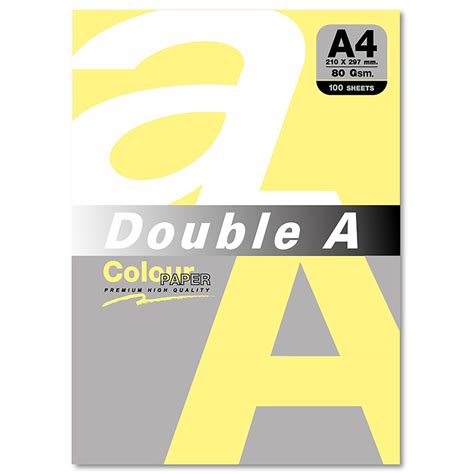 กระดาษสีถ่ายเอกสาร A4 80แกรม เหลือง 100แผ่น Double A Officemate