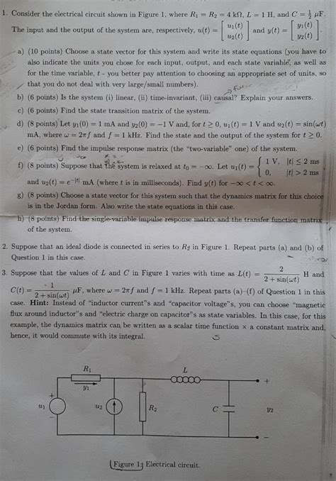 1 consider the electrical circuit shown in figure 1
