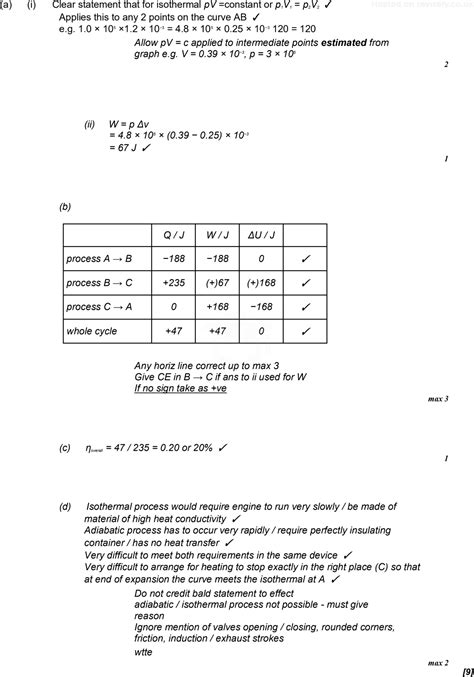 A Level AQA Physics Questions Engine Cycles Revisely