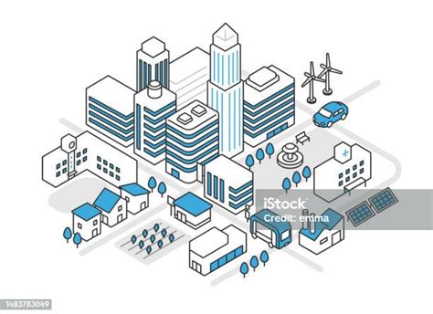 Conceptual Image Of A Smart City向量圖形及更多城市圖片 城市 等軸測投影 城鎮 Istock