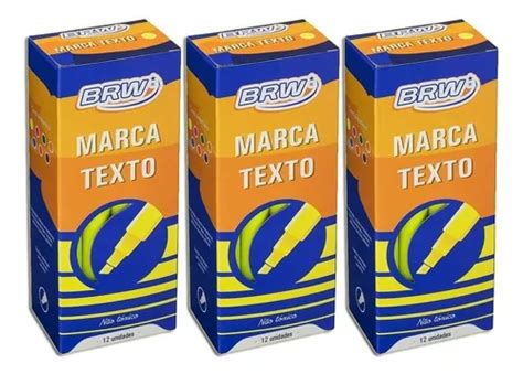 Caneta Marca Texto Fluorescente Brw Caixa 12 Kit 3 MercadoLivre