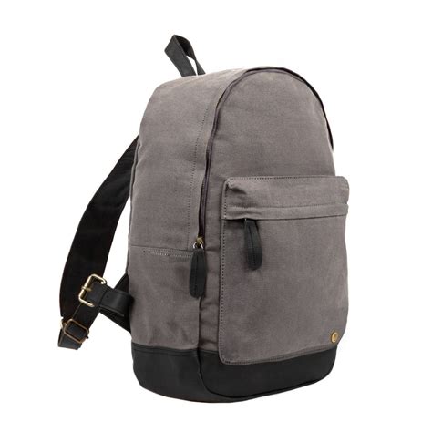 Grey Canvas And Black Leather Backpack For Professionals Back To School