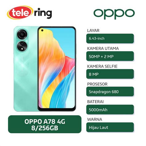 Jual Oppo A78 4g 8 256gb Hijau Laut Shopee Indonesia