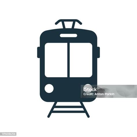 블랙 트램 실루엣 아이콘 도시 전기 대중 교통 문자 그림 그림 정지 역 표지판 정면보기 아이콘의 전차 도시 빈티지 트램 웨이 기호 격리된 벡터 일러스트 레이 션 케이블 카에