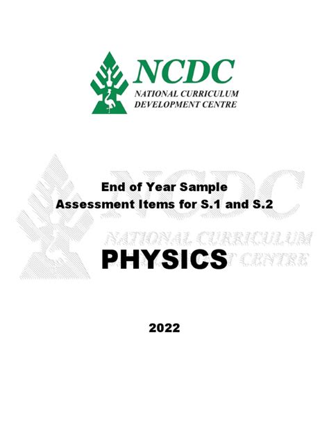 Ncdc S1 S2 Physics Sample Assessment Items 2022 1 Pdf Weight Density