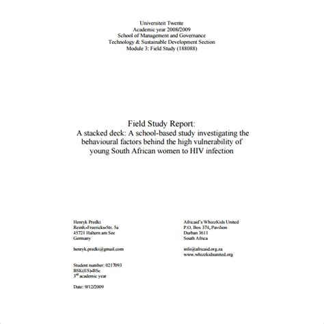 Field Report Template 5 TEMPLATES EXAMPLE