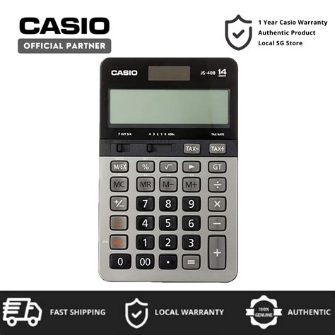 Casio Js 40b Heavy Duty Calculator Extra Large Display 14 Digits Tax