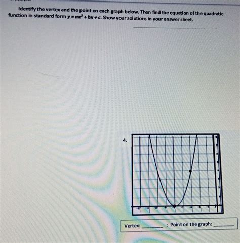 Solved Identify The Vertex And The Point On Each Graph Below Then