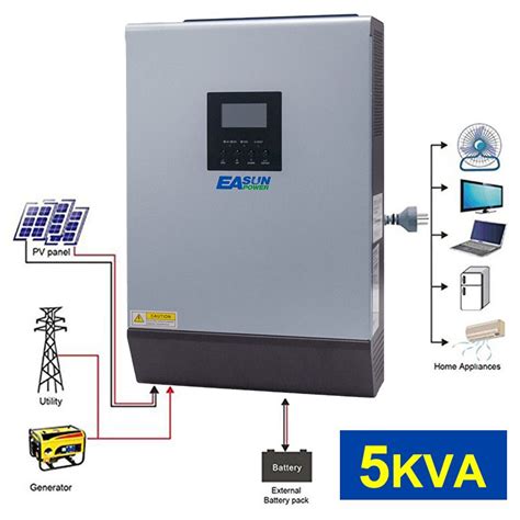 5kva 4000w Solar Hybrid Inverter Pure Sine Wave 220vac Output Solar