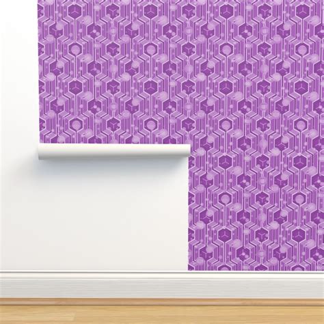 Monochromatic Purple Hexagonal Geometric Wallpaper Spoonflower