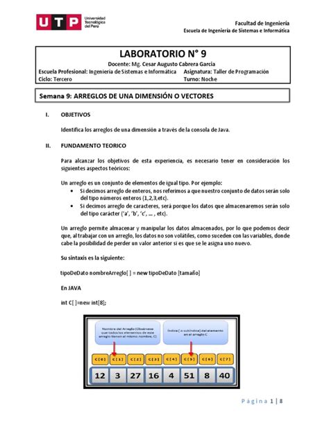S09s2 Guia De Laboratorio 9 Pdf Estructura De Datos De Matriz