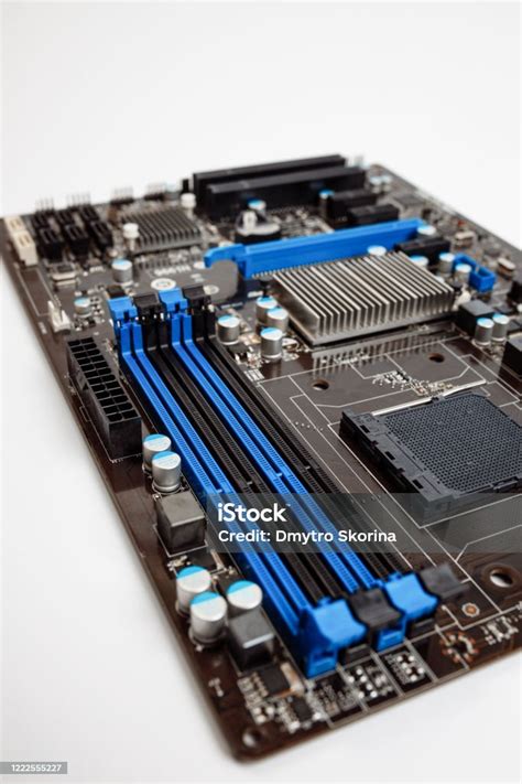 Computer Memory Slot Ddr3 On Motherboard On White Background Stock