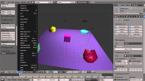 blender 2 66 tutorial easy animation with rigid bodies and key frames