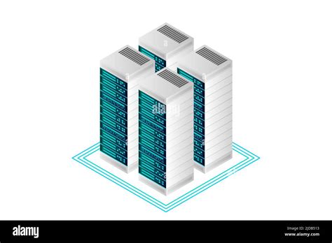 Server Room Isometric Vector Futuristic Technology Of Data Protection