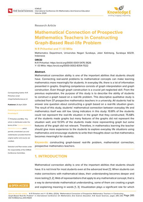 PDF Mathematical Connection Of Prospective Mathematics Teachers In