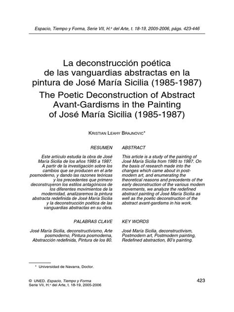 La Deconstruccion Poetica De Las Vanguardias Abstr Pdf Arte