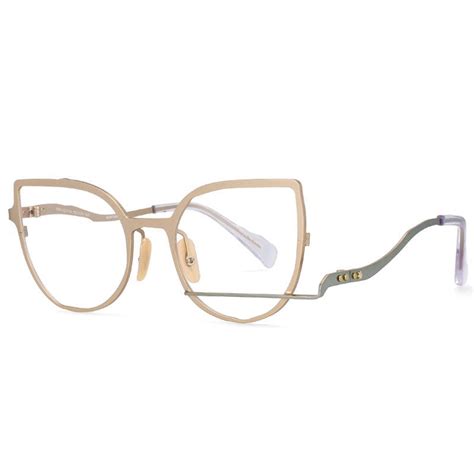 Liz Personality Cat Eye Metal Irregular Glasses Frame Fomoloo