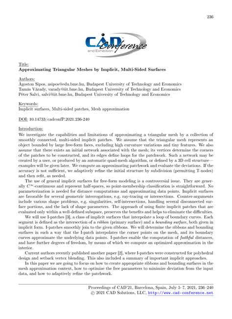 Pdf Approximating Triangular Meshes By Implicit Multi Sided Surfaces