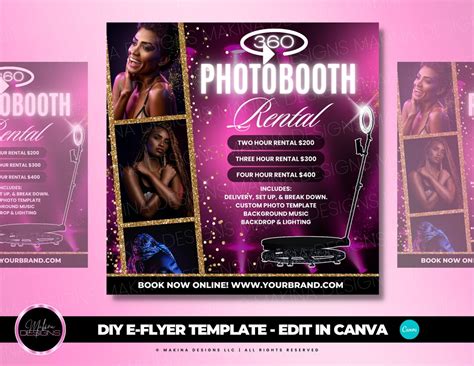PHOTOBOOTH RENTAL E FLYER Canva Template Photo Booth Photo Booth Rental Party Events