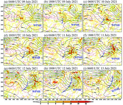 Panels A I Show The Geopotential Height Black Contour Gpm Wind