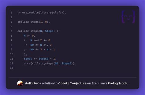 Stellartuxs Solution For Collatz Conjecture In Prolog On Exercism
