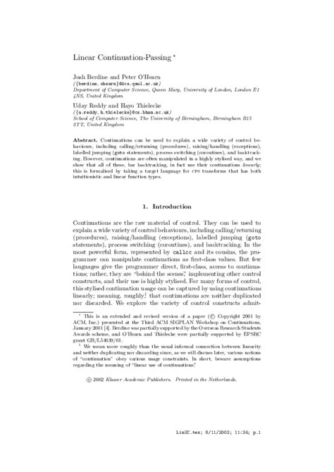 pdf linear continuation passing