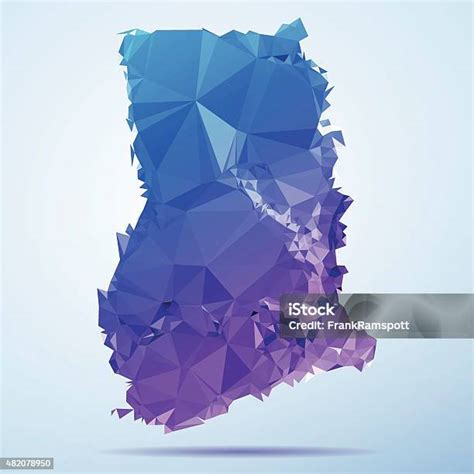 가나는 다각형 트라이앵글 맵 블루 가나에 대한 스톡 벡터 아트 및 기타 이미지 가나 0명 2015년 Istock